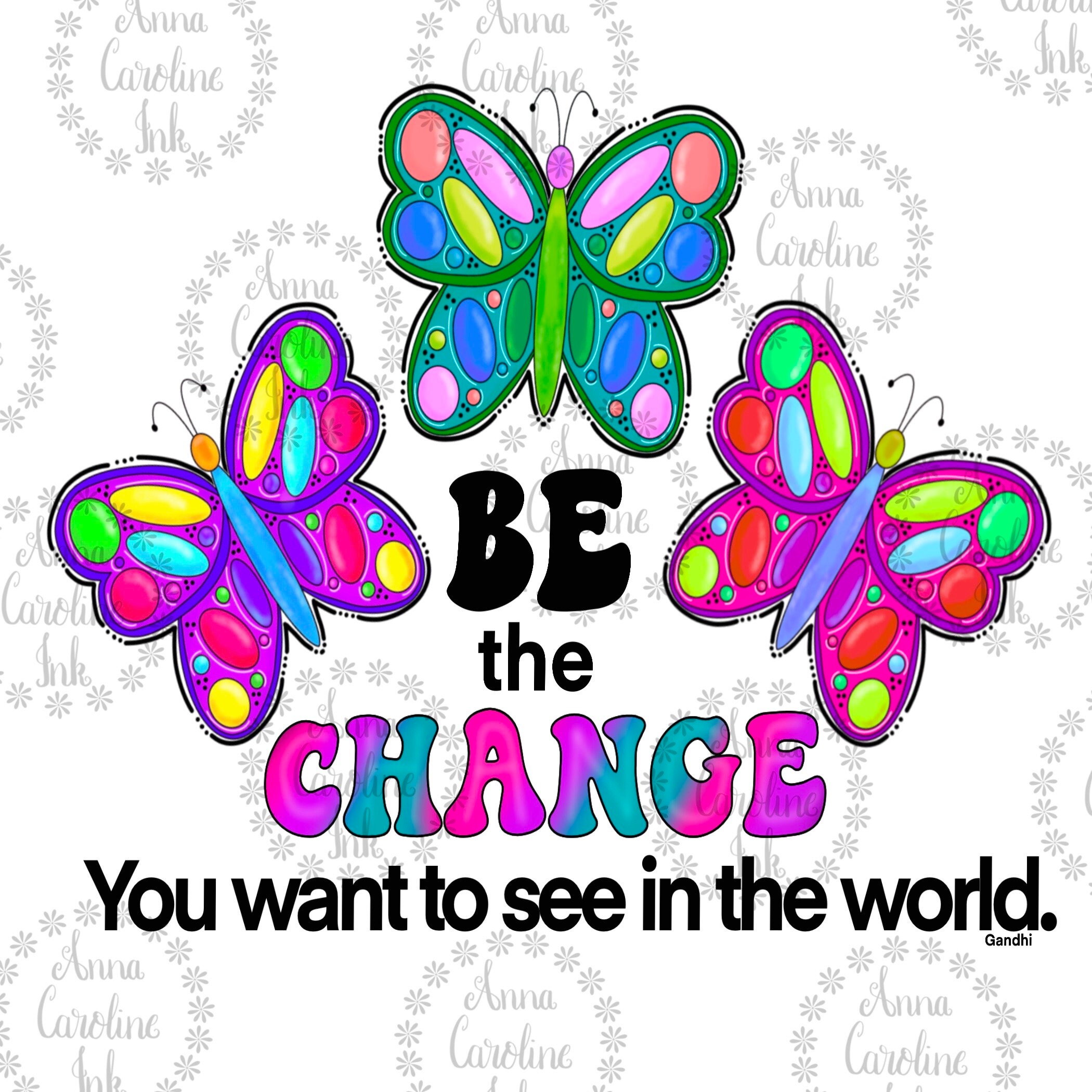 Be the Change PNG for Sublimation|butterfly Clip Art|positive Quote for ...