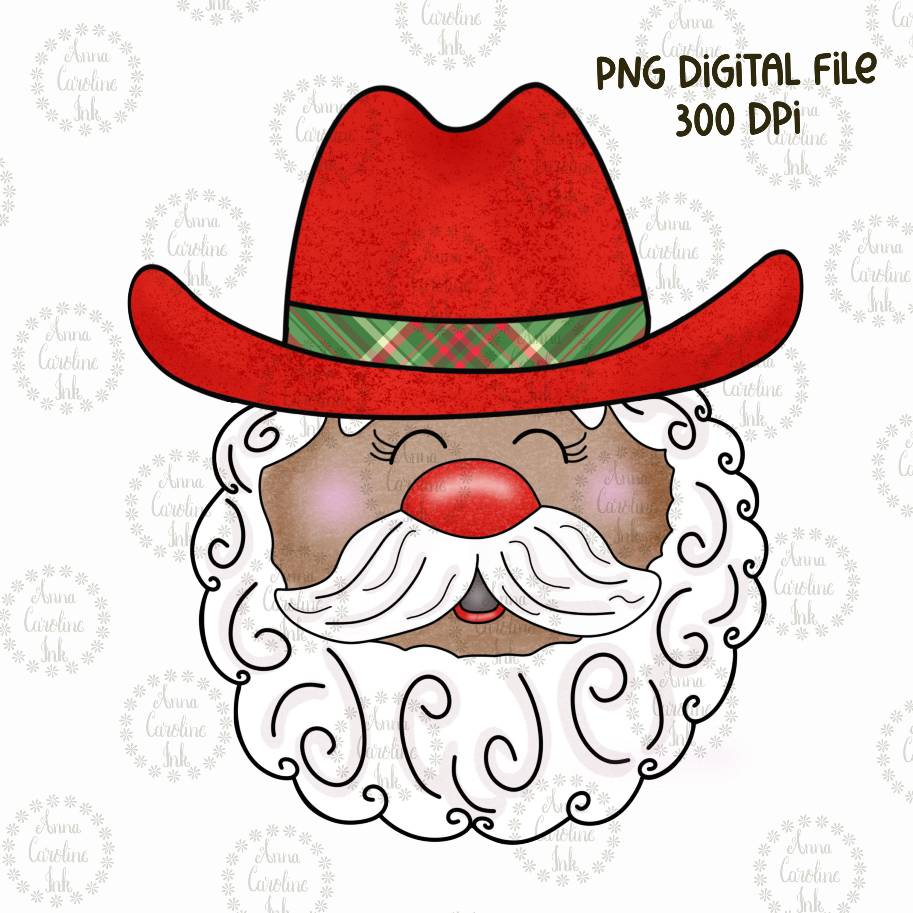Santa Wearing Cowboy Hat Pngwhimsical Santa Hand Drawn Digital Download ...