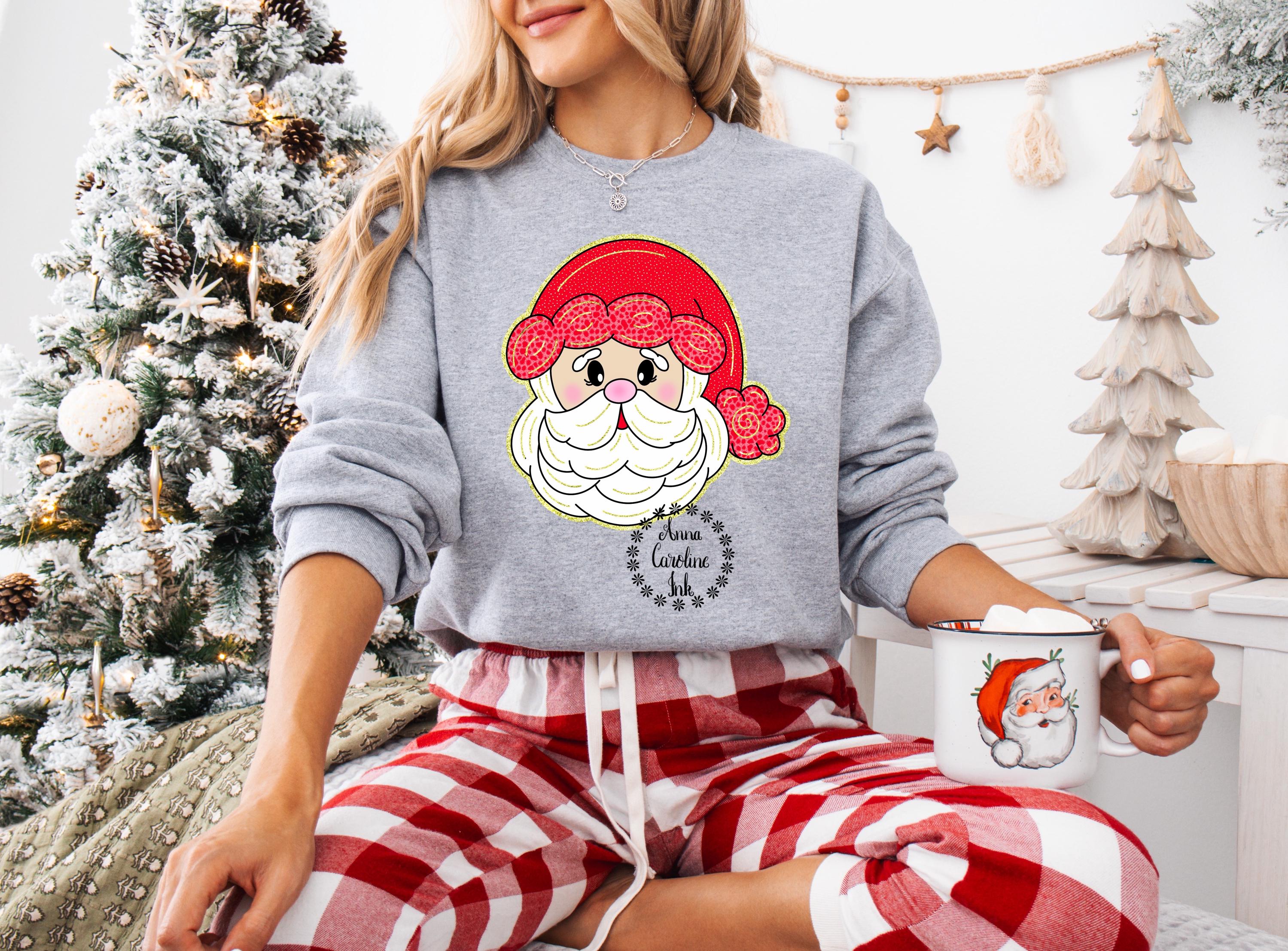 Santa Clause PNG Trendy Glitter Santa Digital Download Christmas Shirt ...