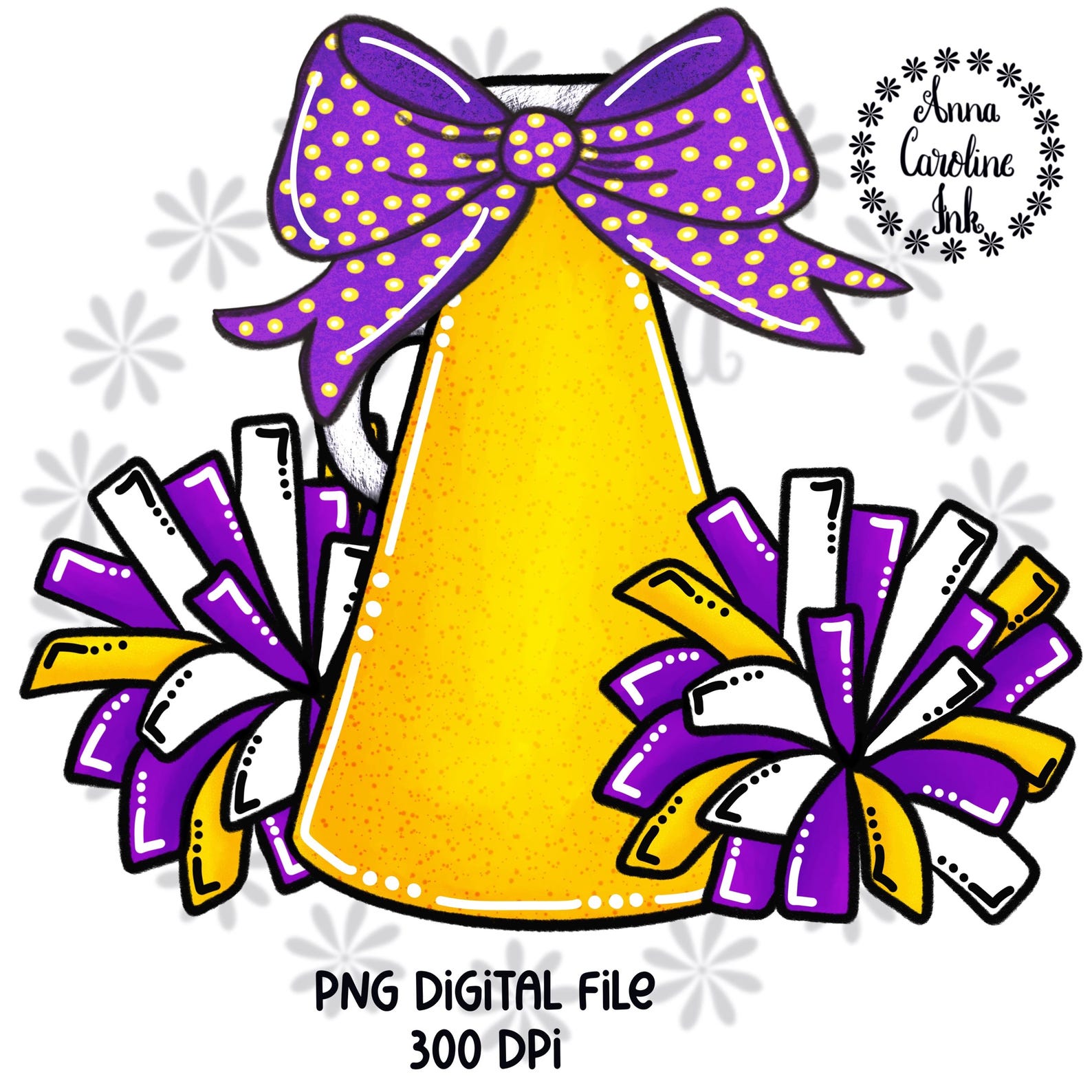 Cheer Pom Poms Megaphone PNG Bow Megaphone Cheerleader Tshirt Design ...