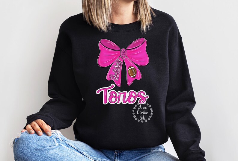 Breast Cancer Awareness PNG Pink Out Toros Football Coquette Bow ...