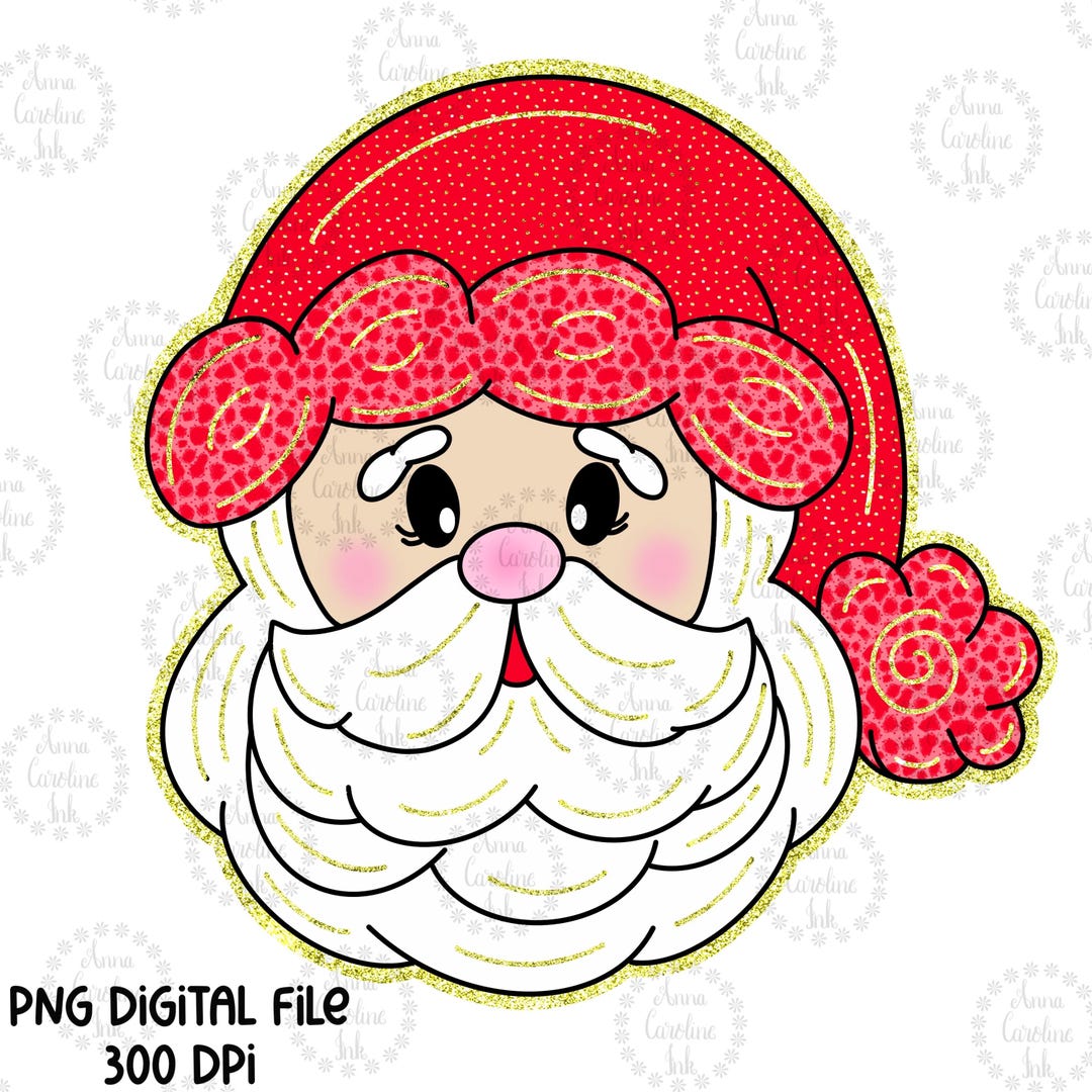 Santa Clause PNG Trendy Glitter Santa Digital Download Christmas Shirt ...