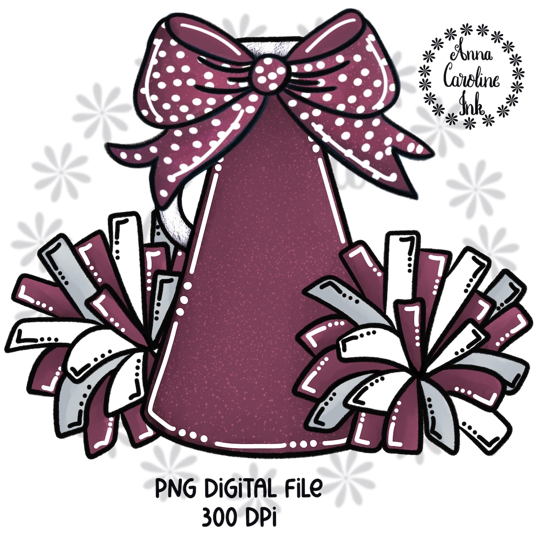 Cheer Pom Poms Megaphone PNG Bow Megaphone Cheerleader Tshirt Design ...