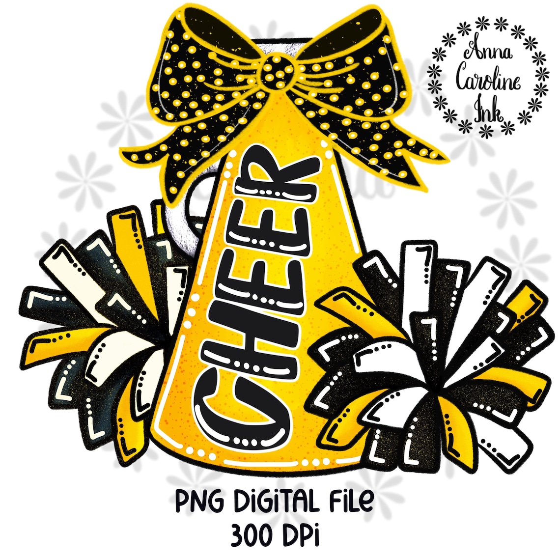 Cheer Pom Poms Megaphone PNG Bow Megaphone Cheerleader Tshirt Design ...