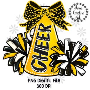 Cheer Pom Poms Megaphone PNG Bow Megaphone Cheerleader Tshirt Design ...