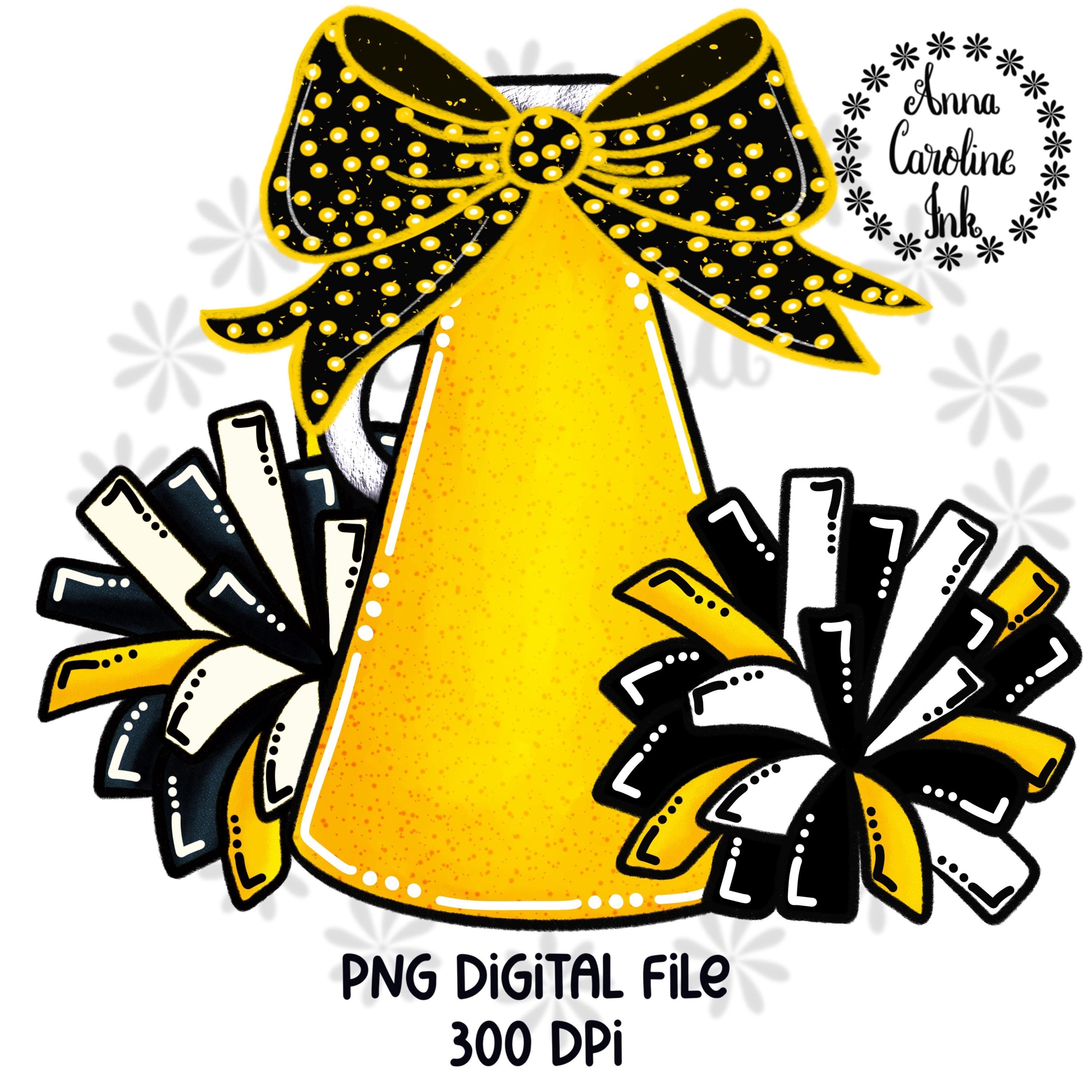 Cheer Pom Poms Megaphone PNG Bow Megaphone Cheerleader Tshirt Design ...