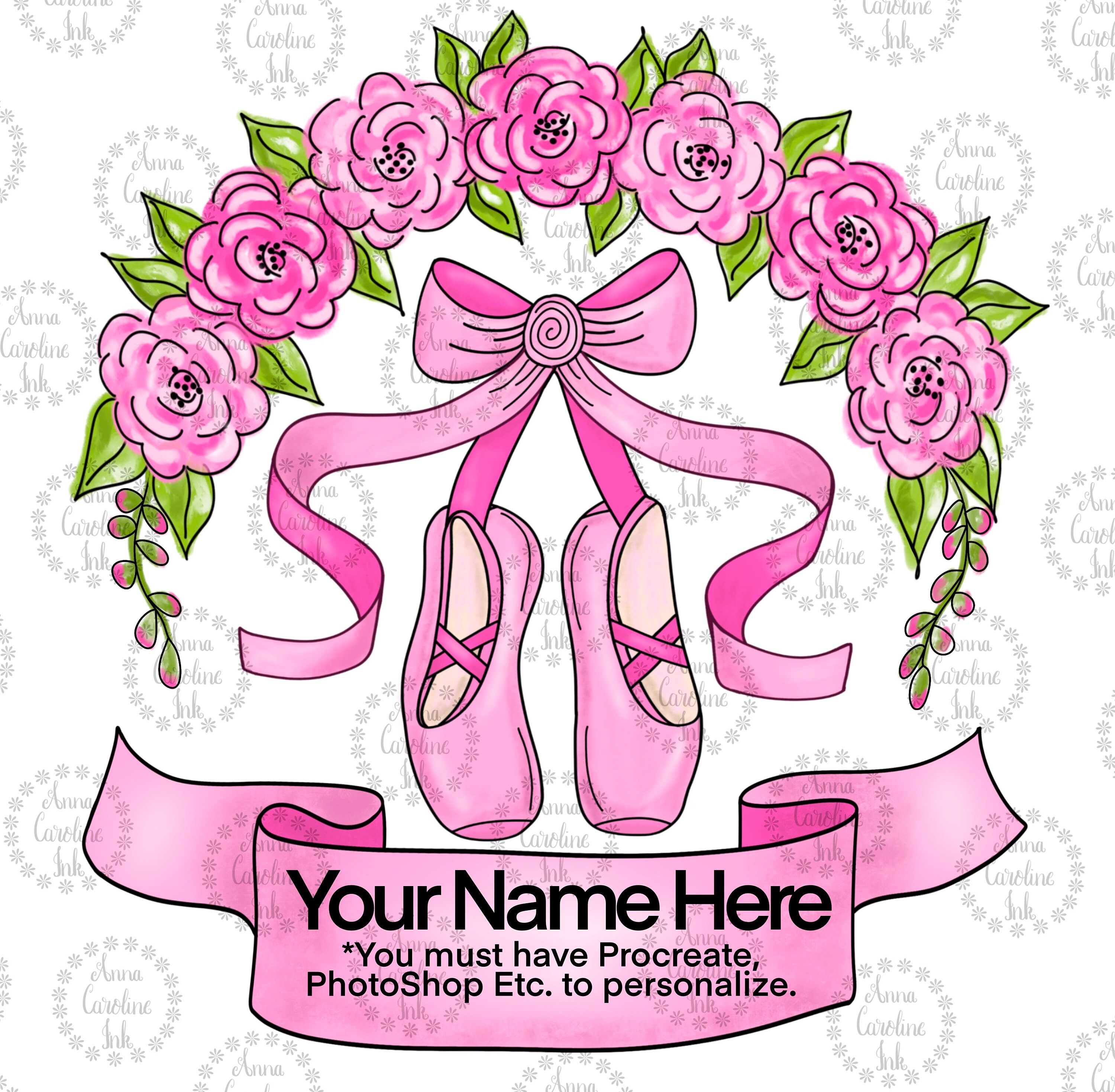 Pink Ballet Shoes PNG for Personalization |ballet PNG File|personalized ...