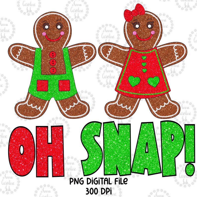 Oh Snap Gingerbread Boy Png|gingerbread Girl Png|glitter Gingerbread ...