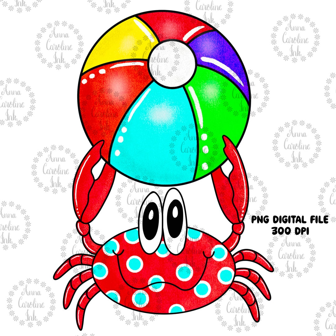 Beach Ball Crab PNG for Sublimation|beach Ball Clip Art| Beach Tshirt ...