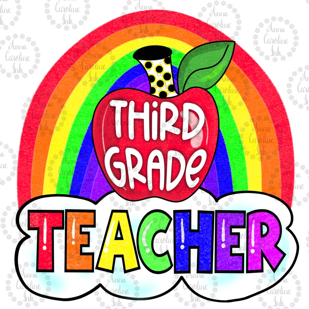 Third Grade Teacher Digital File for Sublimation|teacher Apple Clip Art ...