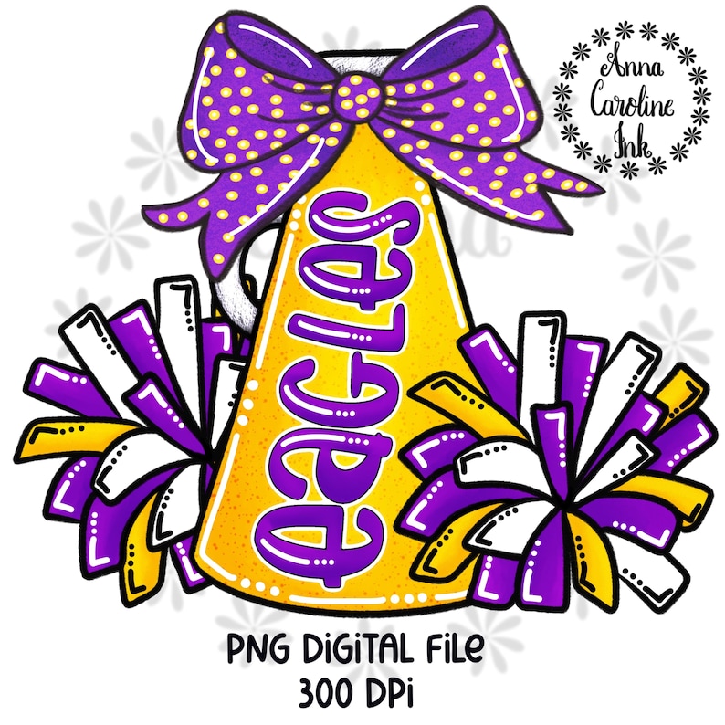 Cheer Pom Poms Megaphone PNG Eagles Bow Megaphone Cheerleader Tshirt ...