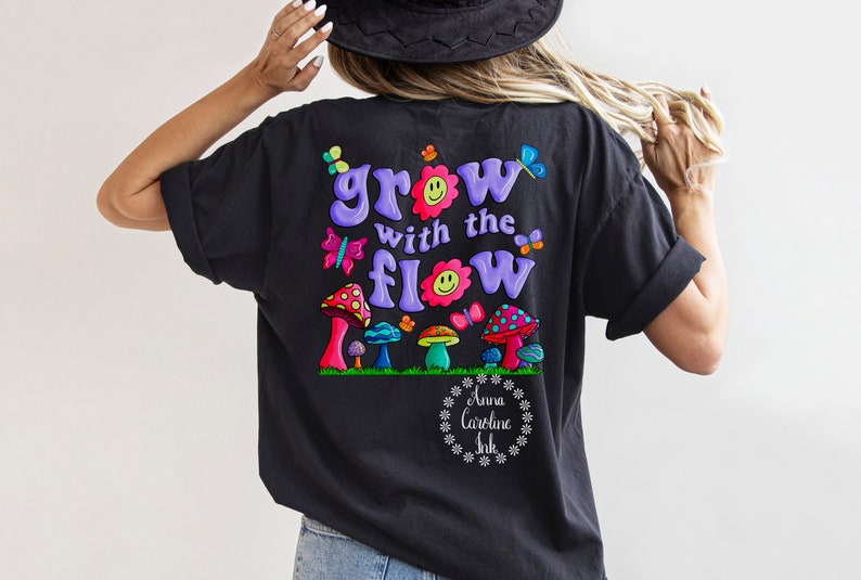 Grow With the Flow PNG Digital File for Sublimation Retro Hippie PNG ...