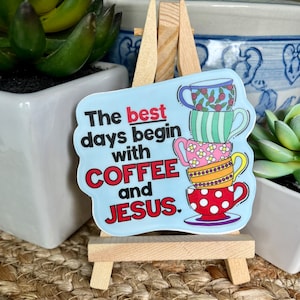 Coffee and Jesus Vinyl Waterproof Sticker for Christian Friend Gift for ...
