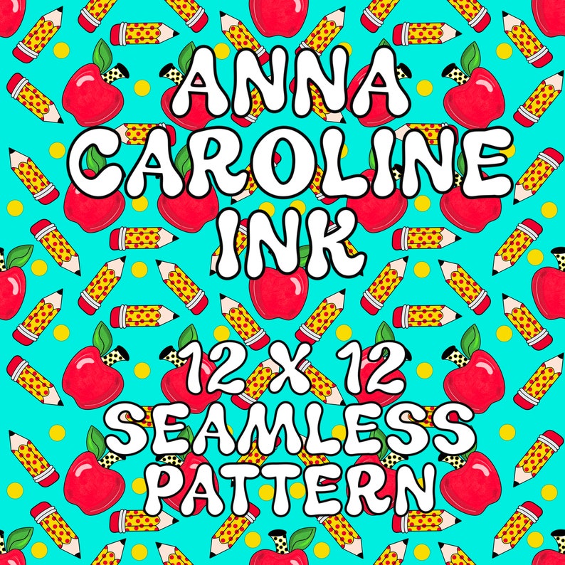School Seamless Pattern Sublimation Design|apples and Pencils Digital Download|digital Paper ...