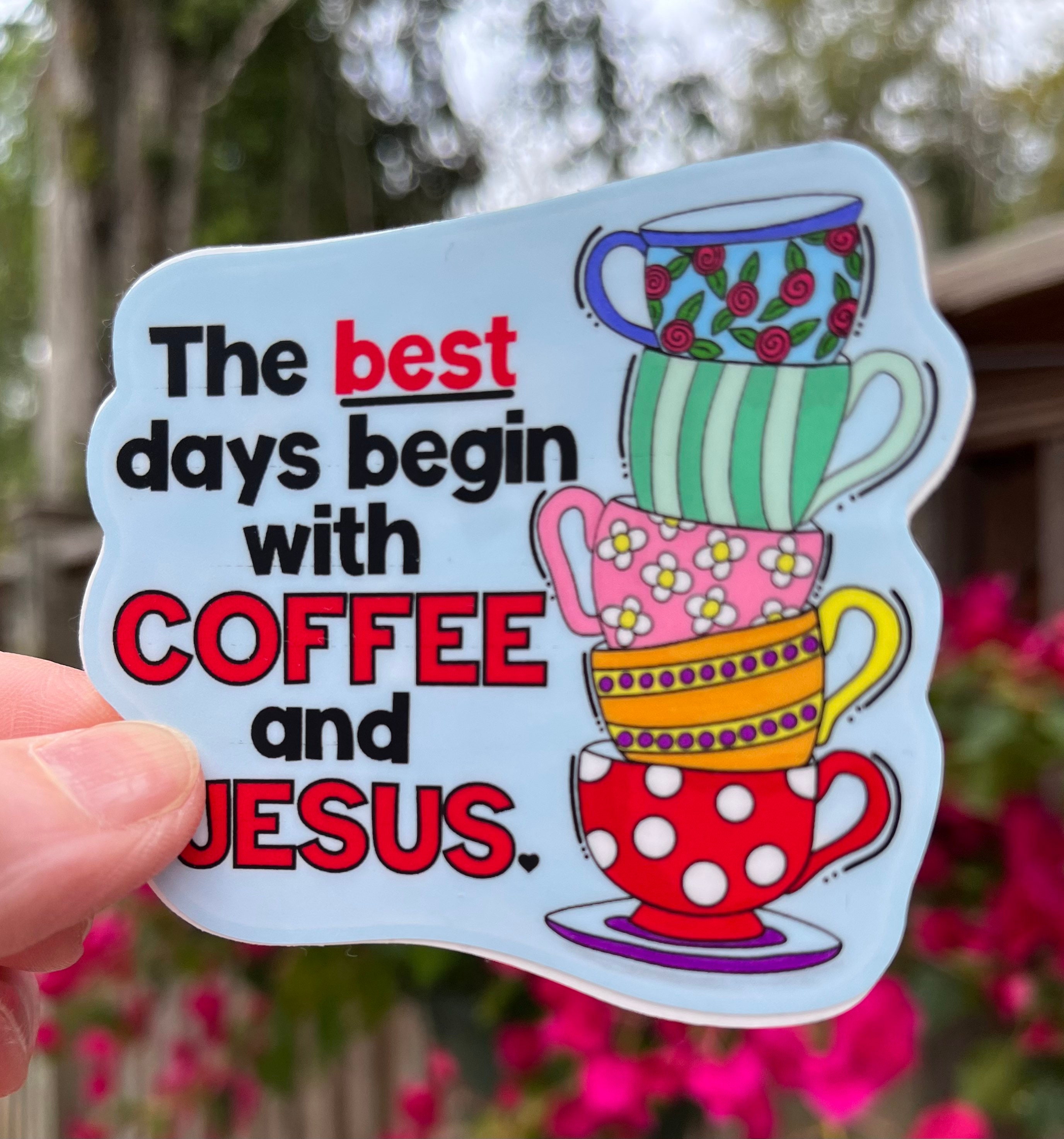 Coffee and Jesus Vinyl Waterproof Sticker for Christian Friend Gift for ...