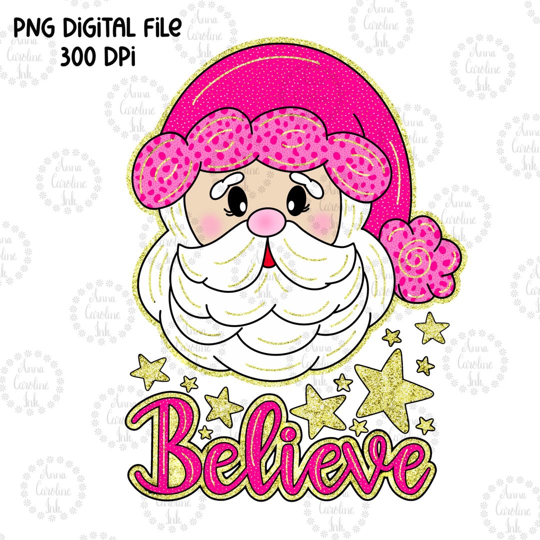 Santa Clause PNG Trendy Glitter Santa Digital Download Christmas Shirt ...