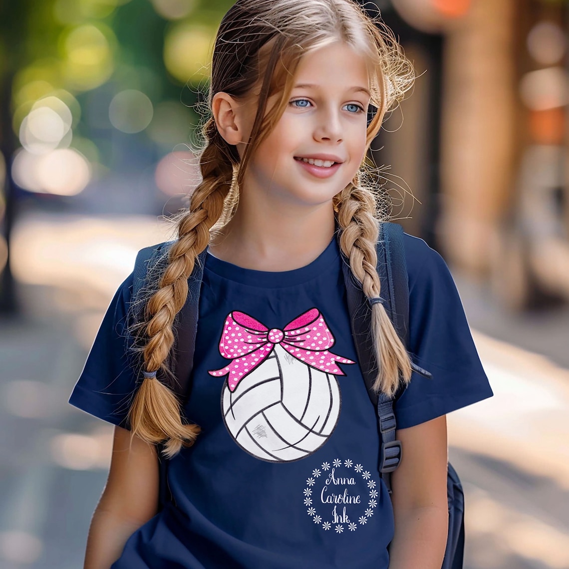 Volleyball Bow PNG Pink Poke A Dot Bow Volleyball Digital Download ...