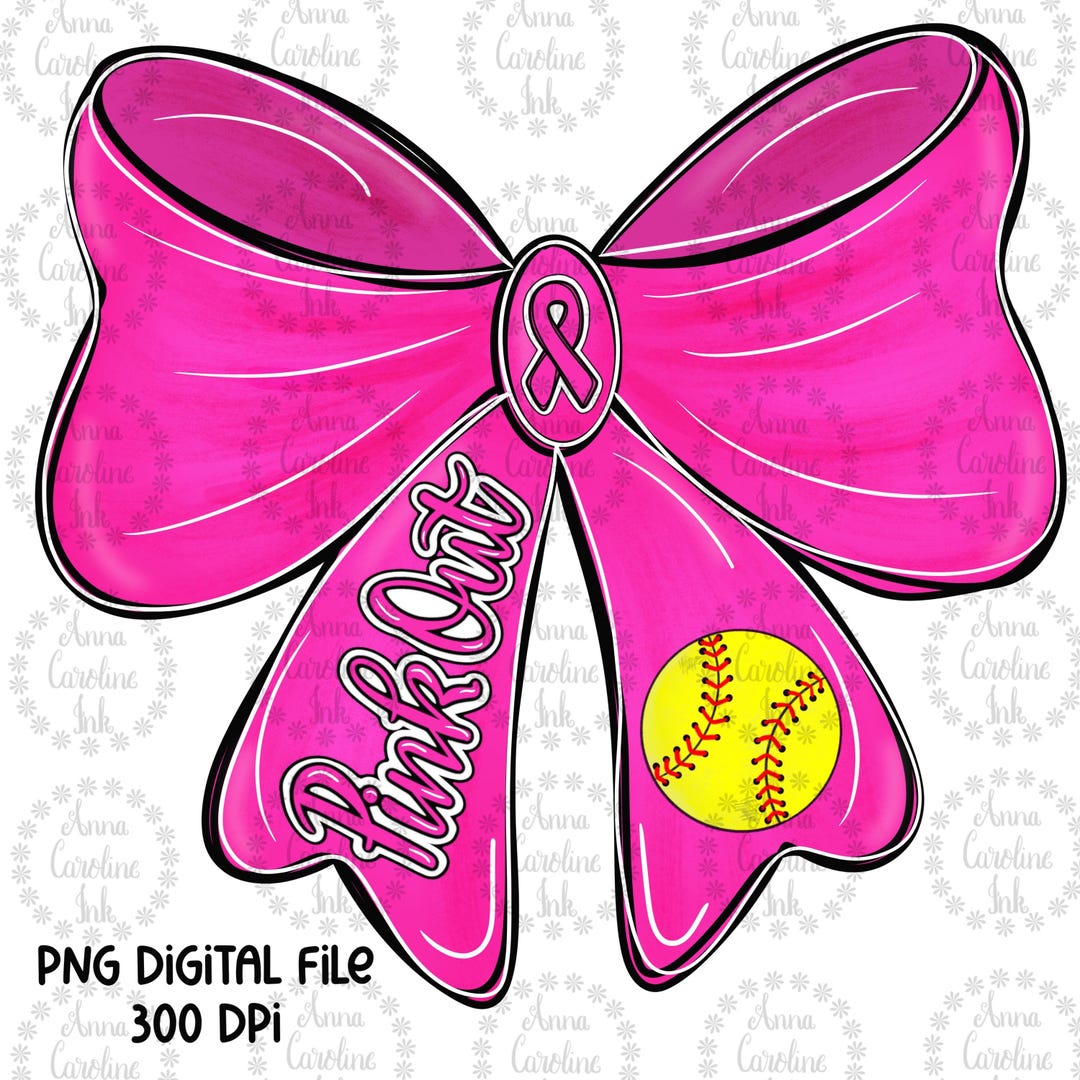 Breast Cancer Awareness PNG Pink Out Softball Coquette Bow Digital ...