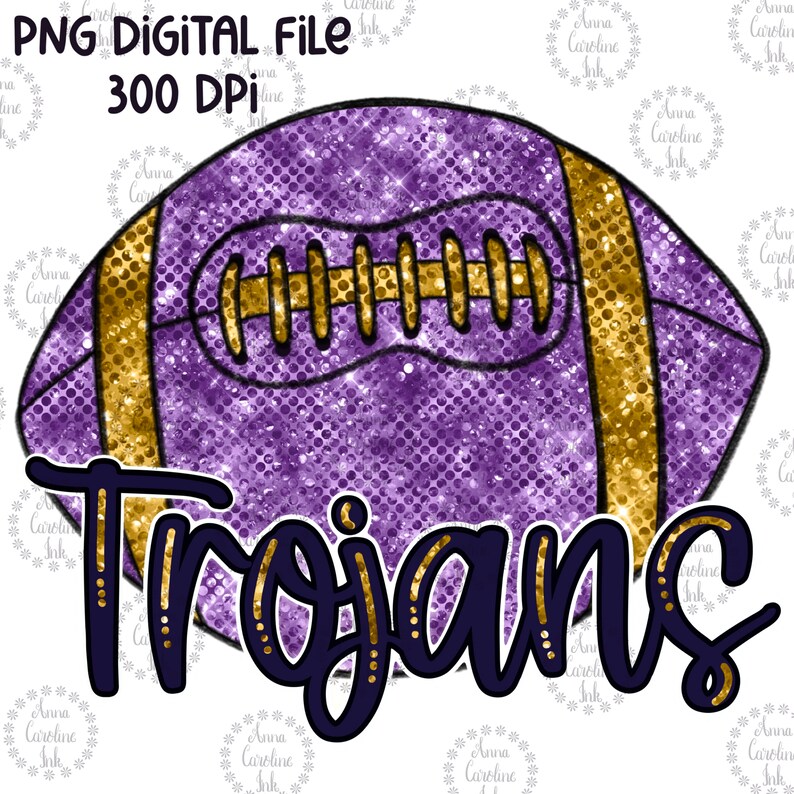 Trojan Football Mascot PNG Sequin Football PNG Football Design Football PNG Purple Glitter ...