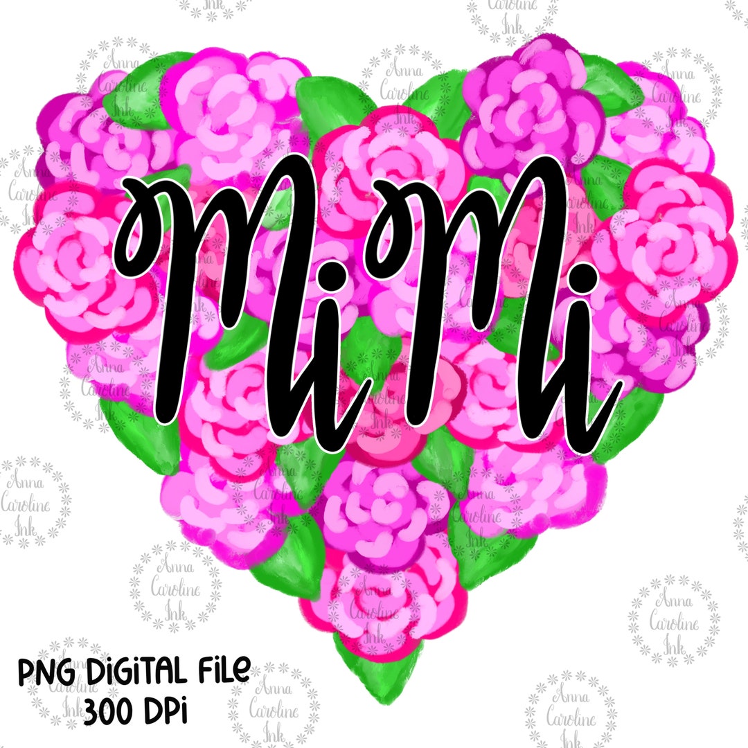 Mimi PNG Floral Hydrangea Heart for Sublimation|mimi Hand Drawn Design ...