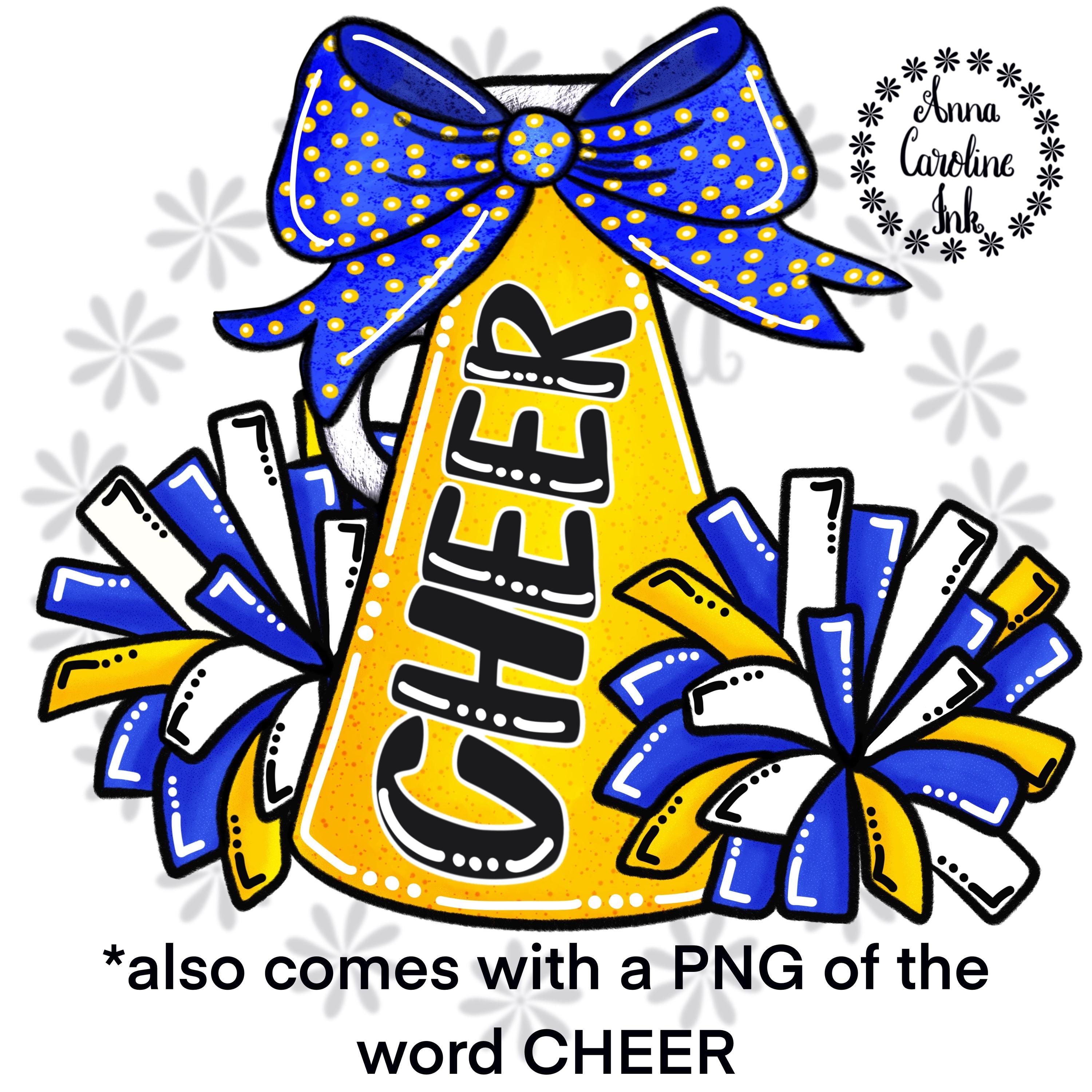 Cheer Pom Poms Megaphone PNG Bow Megaphone Cheerleader Tshirt Design ...