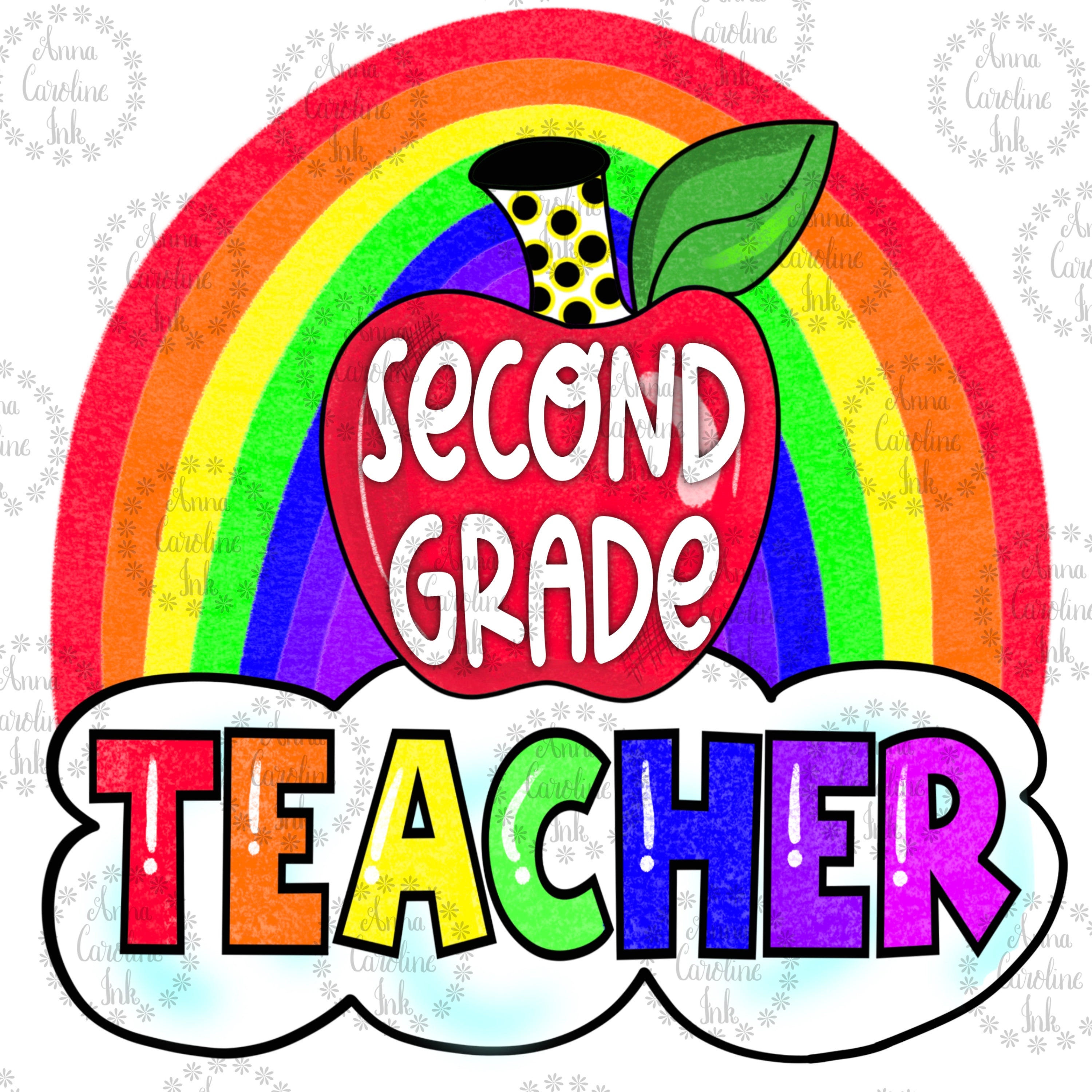 Second Grade Teacher Digital File for Sublimation|teacher Apple Clip ...