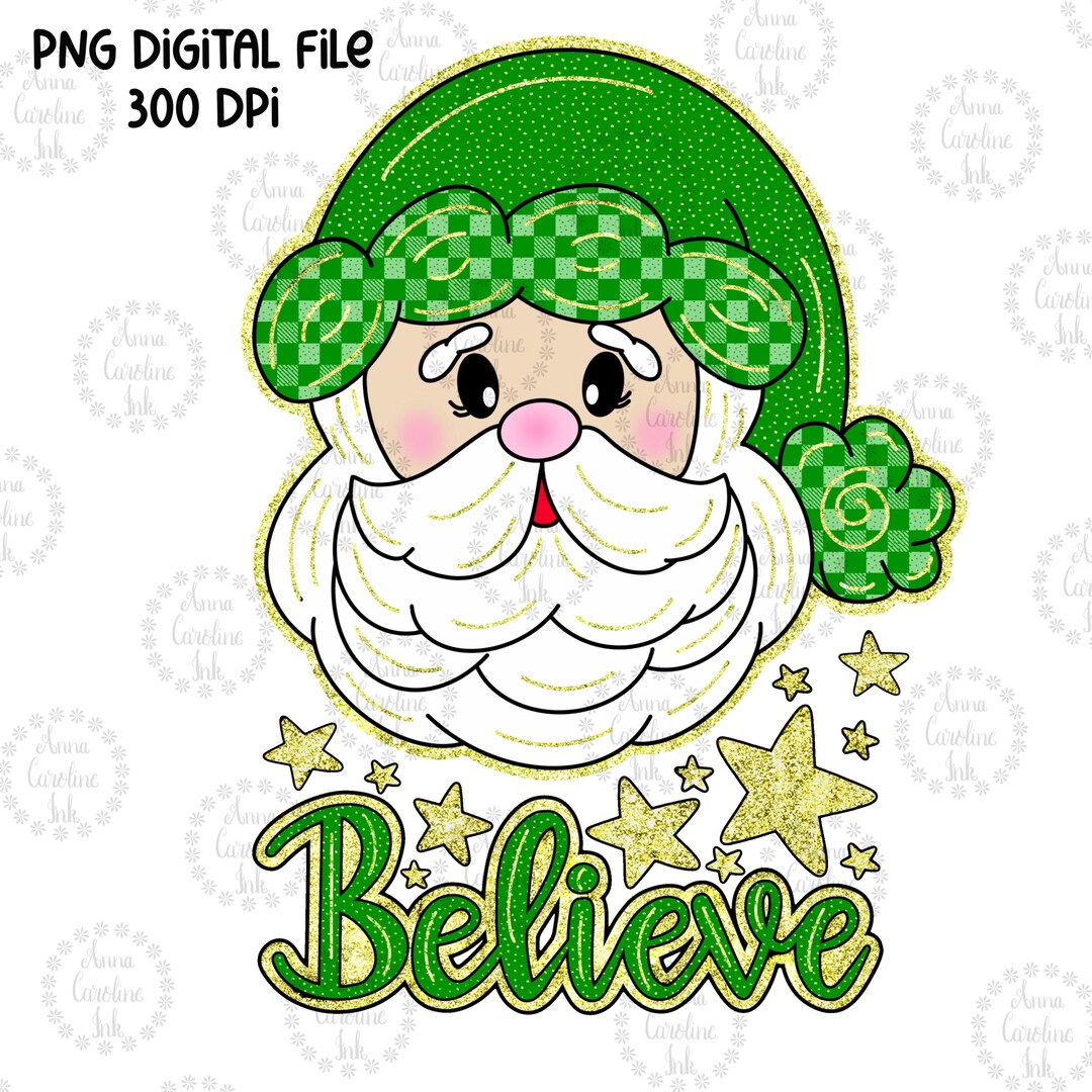 Santa Clause PNG Trendy Glitter Santa Digital Download Christmas Shirt ...