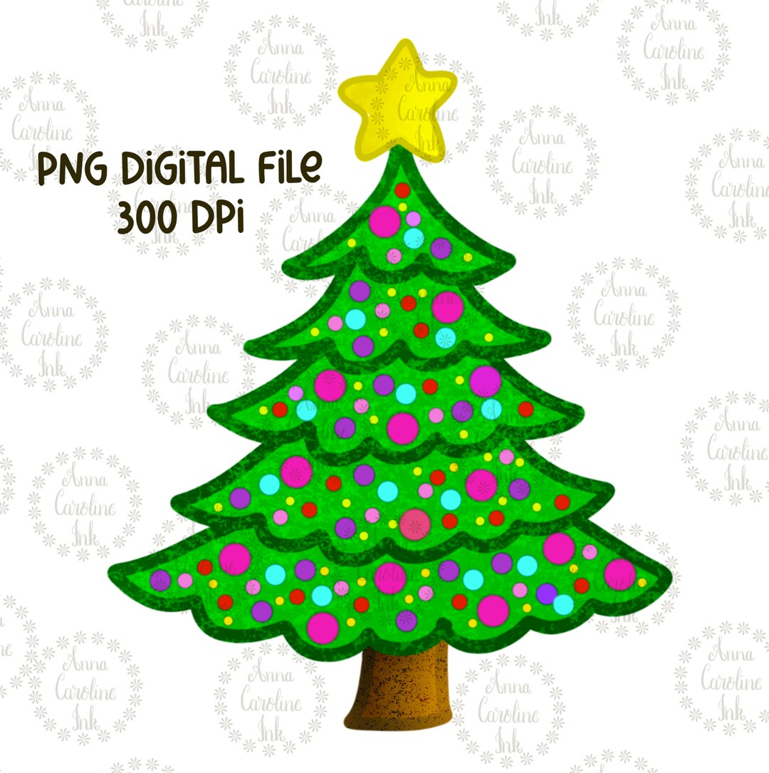 Christmas Tree Png|whimsical Colorful Hand Drawn Christmas Tree Digital ...