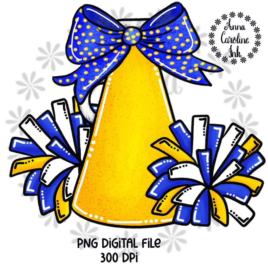 Cheer Pom Poms Megaphone PNG Bow Megaphone Cheerleader Tshirt Design ...