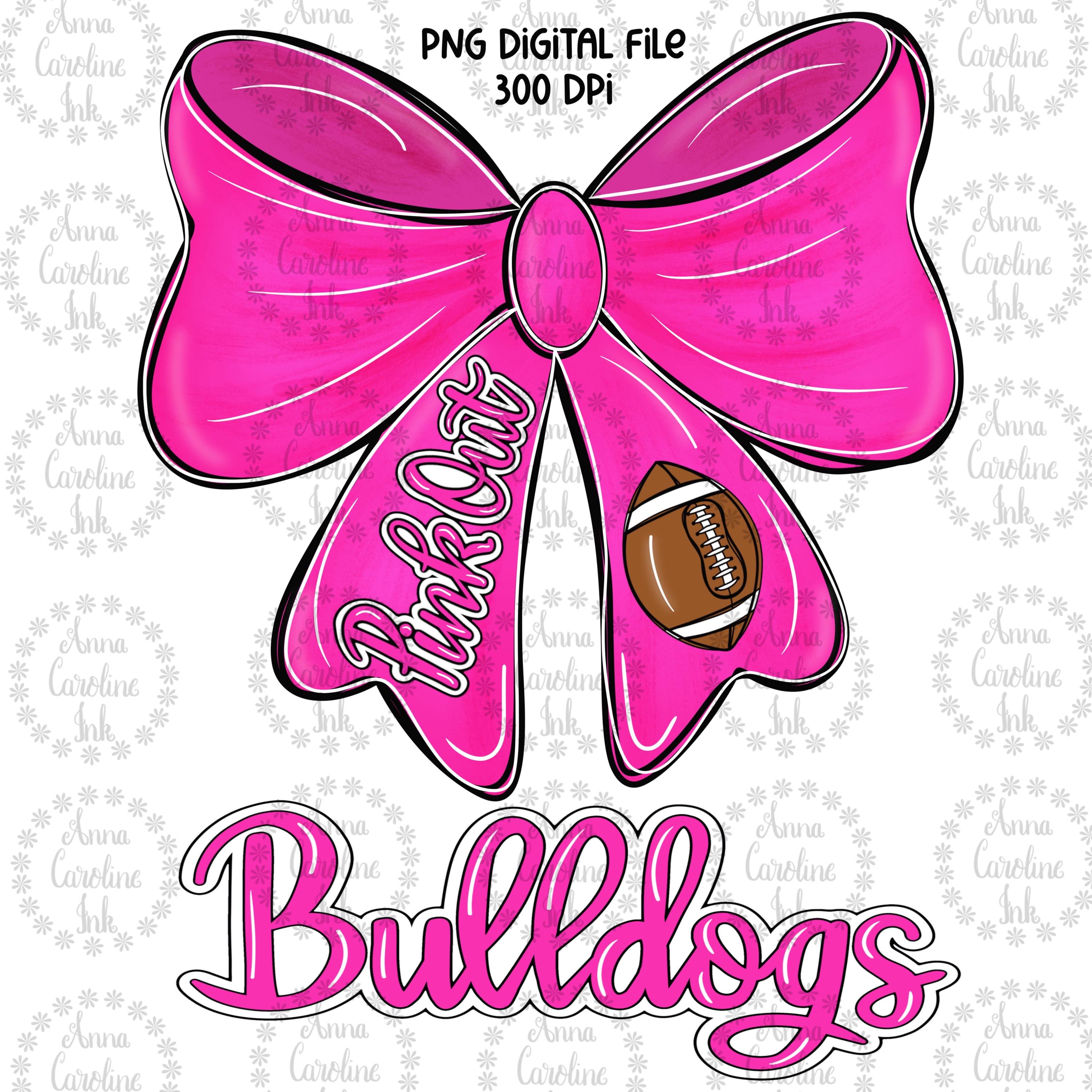 Breast Cancer Awareness PNG Pink Out Bulldogs Football Coquette Bow ...