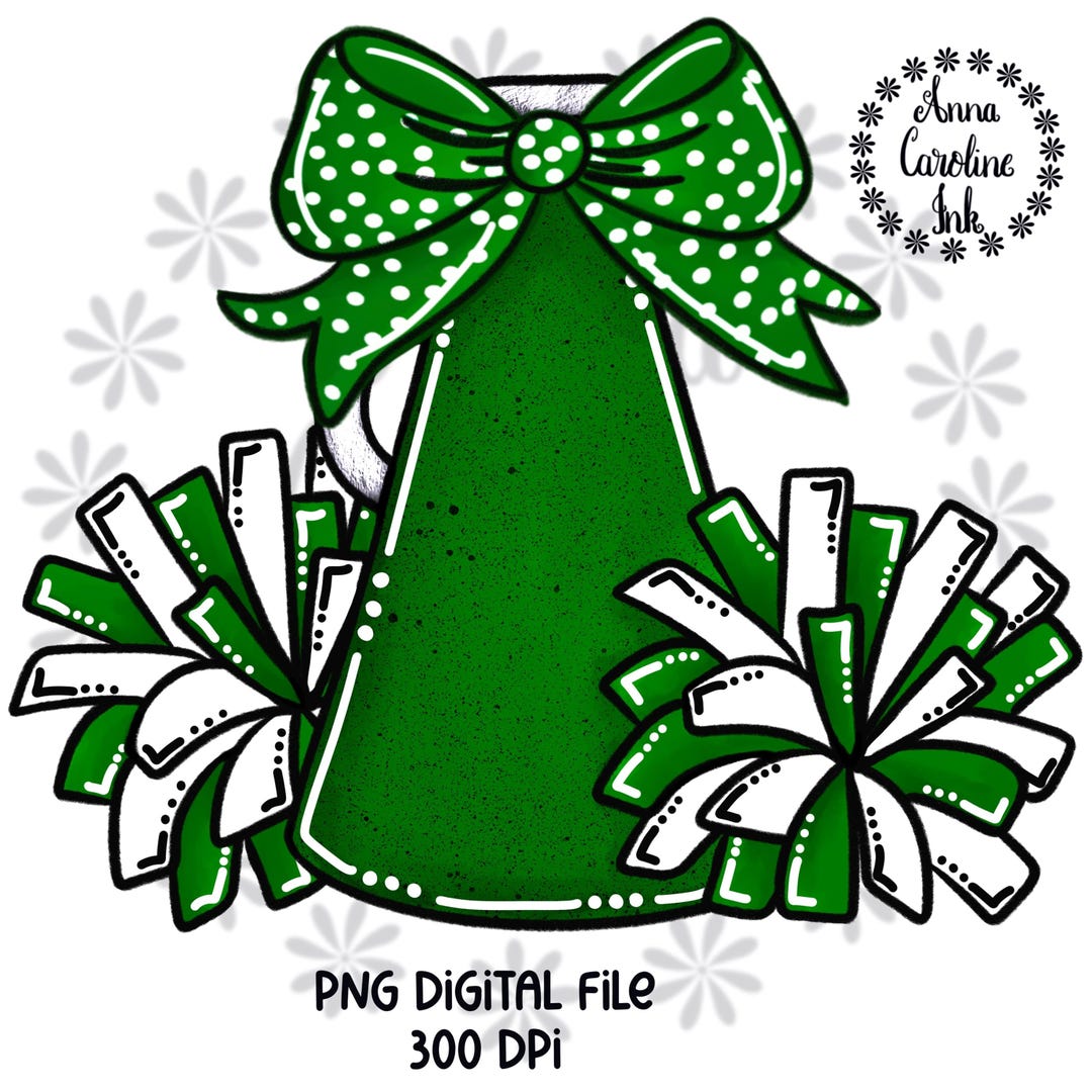 Cheer Pom Poms Megaphone PNG Bow Megaphone Cheerleader Tshirt Design ...