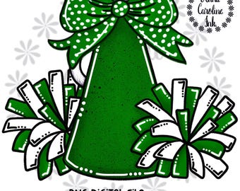 Cheer Pom Poms Megaphone PNG Bow Megaphone Cheerleader Tshirt Design ...