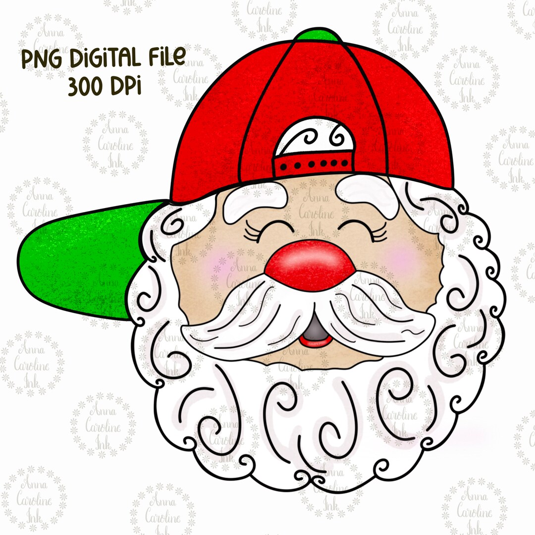 Santa Clause PNG Hand Drawn Santa Clause Wearing Baseball Cap Digital ...