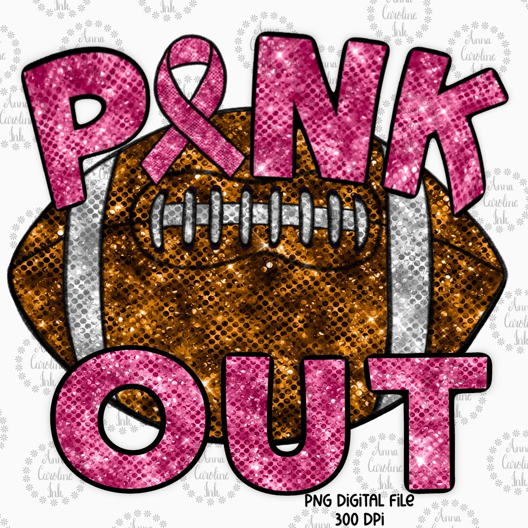 Pink Out PNG Sequin Football Pink Out Digital Download Sublimation ...