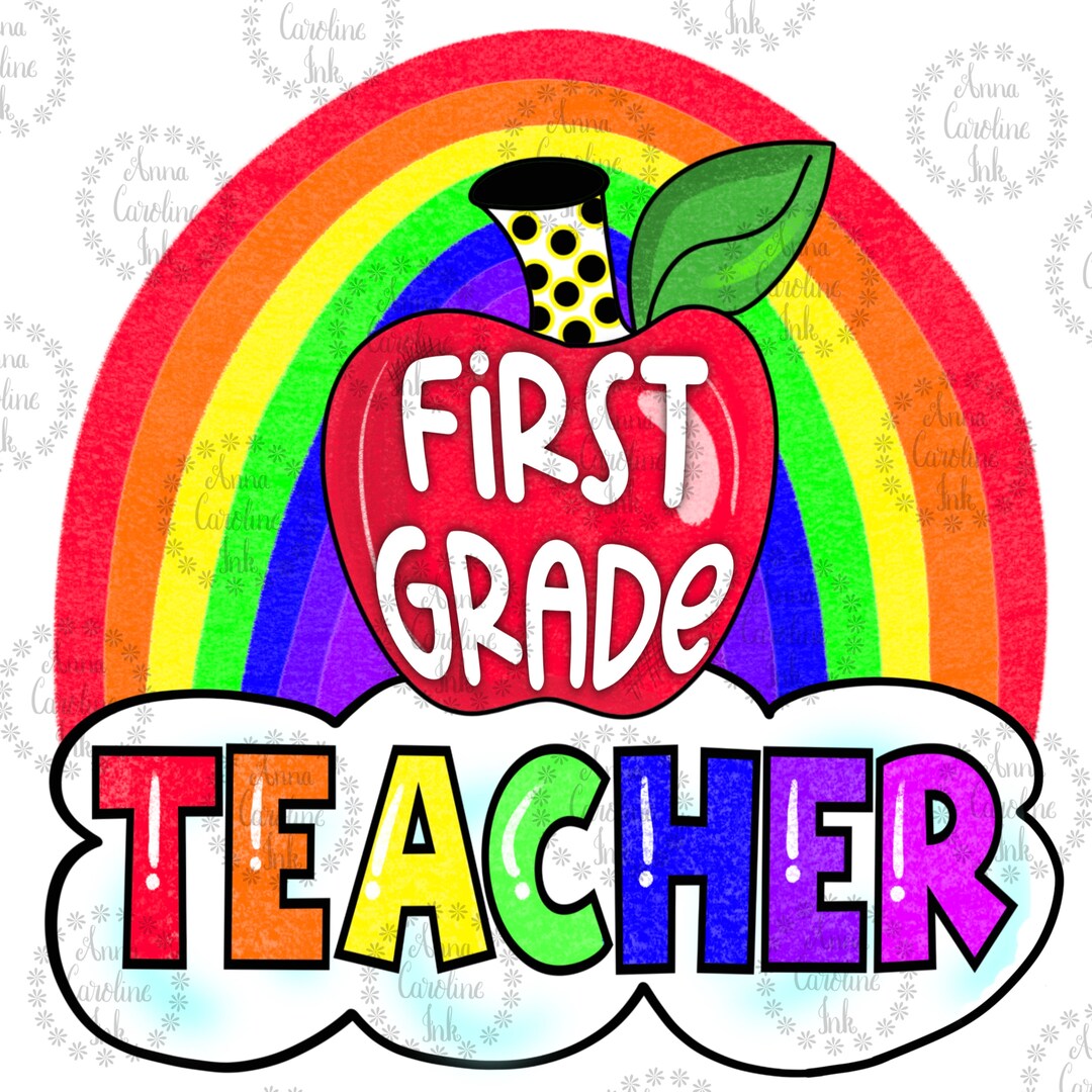 First Grade Teacher Digital File for Sublimation|teacher Apple Clip Art ...