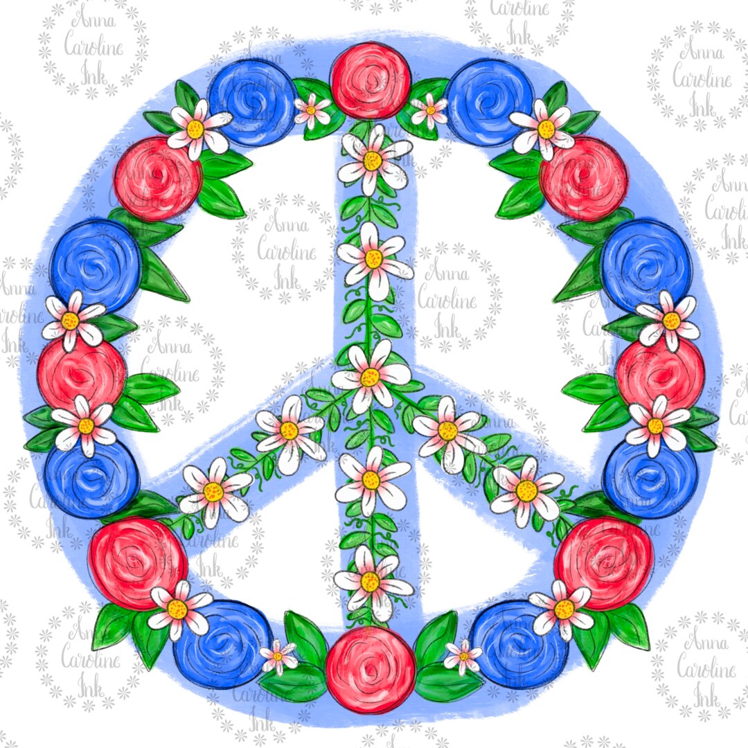 Patriotic Floral Peace Digital File for Sublimation|hippie Png ...