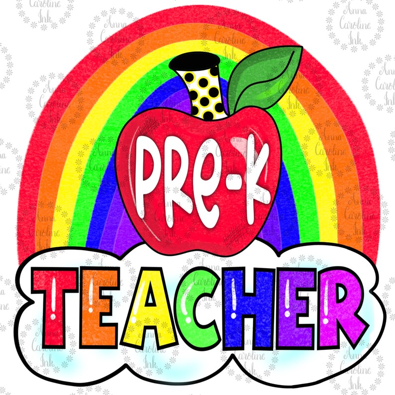 Pre K School Teacher Digital File for Sublimationteacher Apple Clip ...