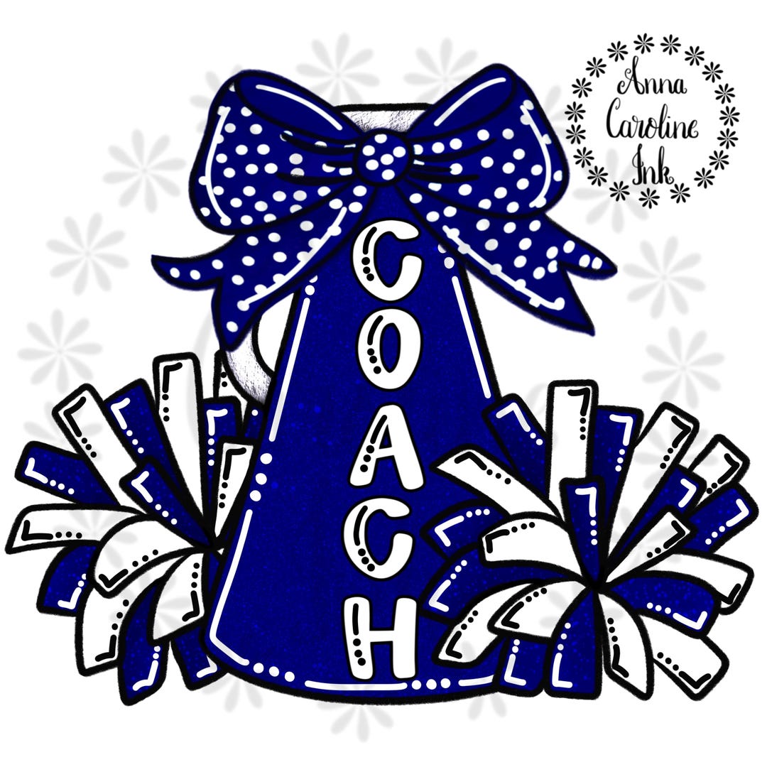 Cheer Coach Pom Poms Megaphone PNG Bow Megaphone Cheerleader Shirt ...