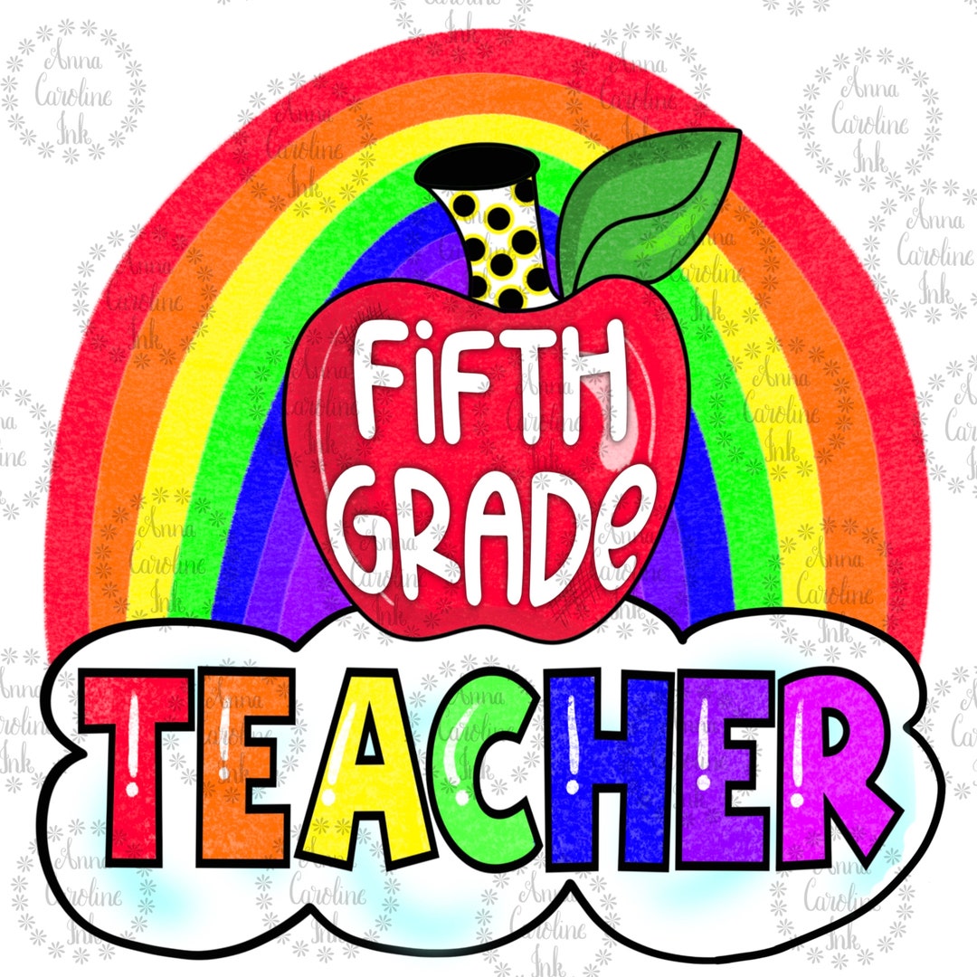 Fifth Grade Teacher Digital File for Sublimation|teacher Apple Clip Art ...