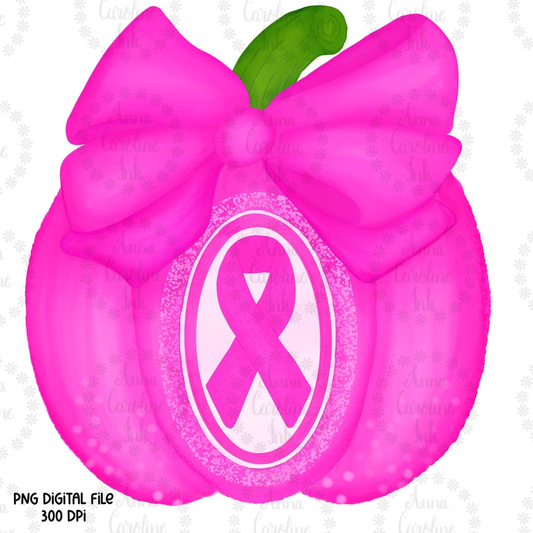 Pink Breast Cancer Awareness Pumpkin PNG Coquette Bow Pumpkin Digital ...