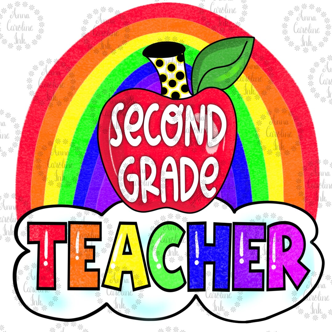 Second Grade Teacher Digital File for Sublimation|teacher Apple Clip ...