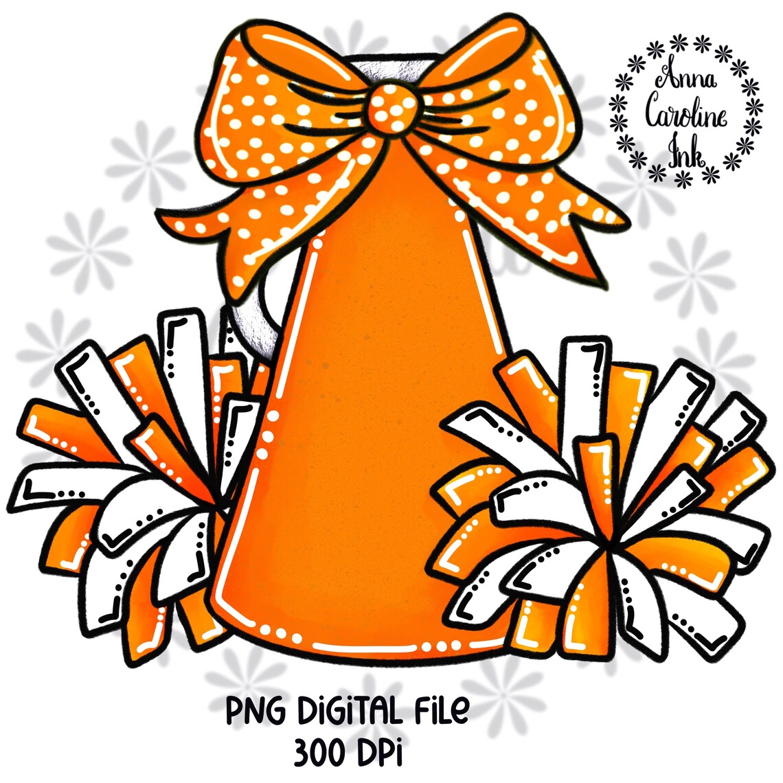 Cheer Pom Poms Megaphone PNG Bow Megaphone Cheerleader Tshirt Design ...