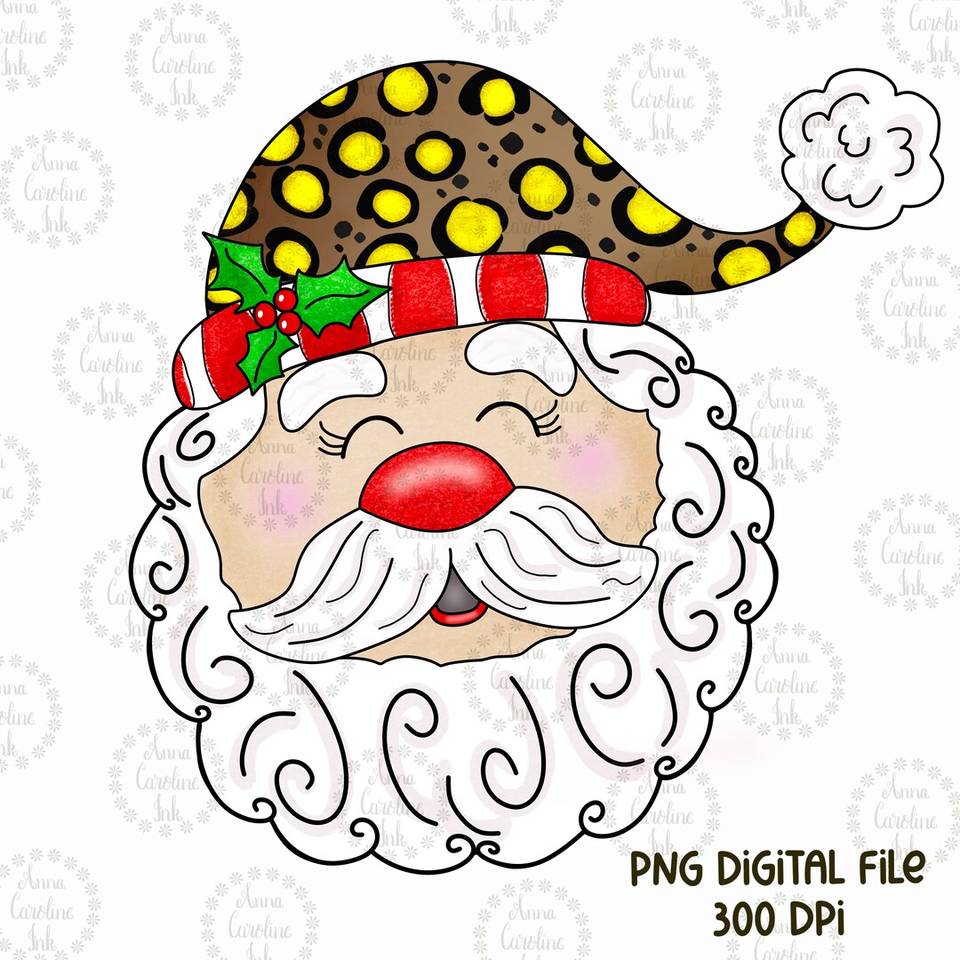 Santa Clause PNG Christmas Santa in Leopard Hat Whimsical Santa Hand ...