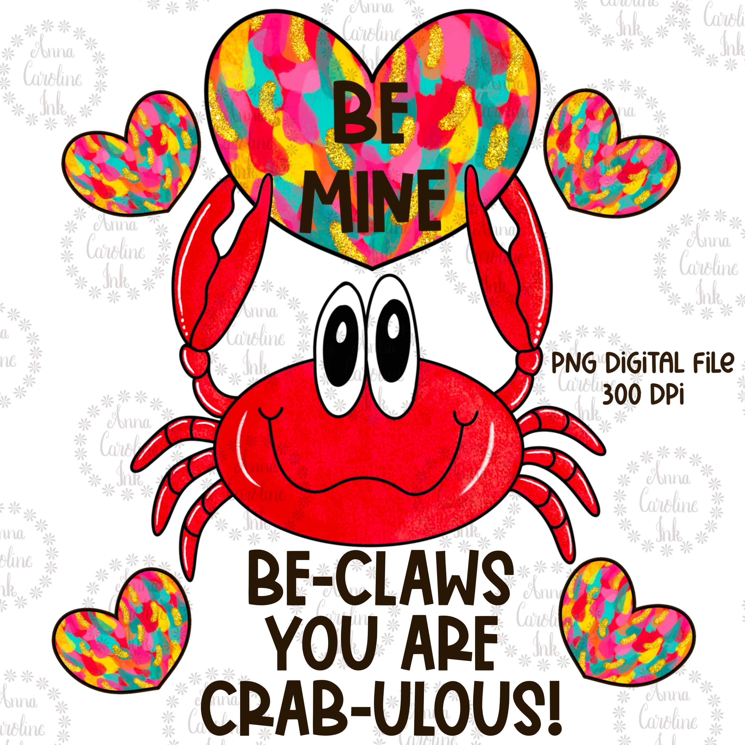 Valentines Crab PNG Hand Drawn Tropical Beach Valentine Crab Digital ...