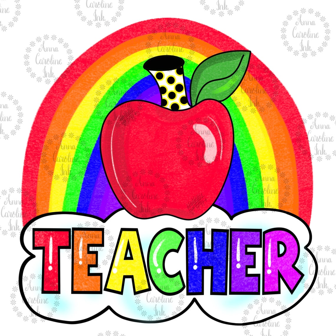 Teacher Digital File for Sublimationteacher Apple Clip Artteacher ...