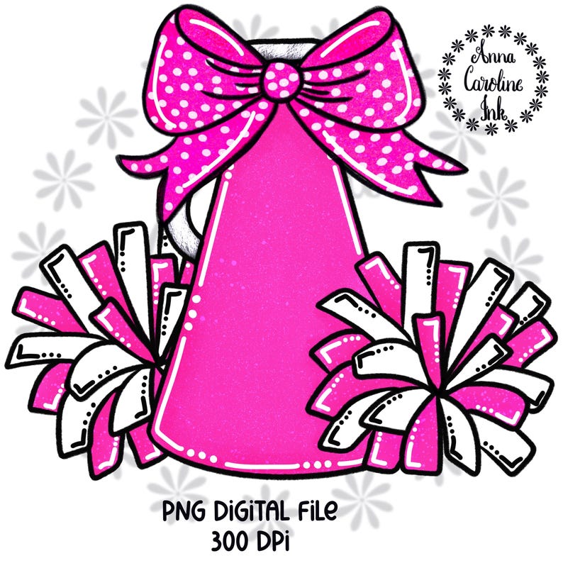 Cheer Pom Poms Megaphone PNG Bow Megaphone Cheerleader Tshirt Design ...