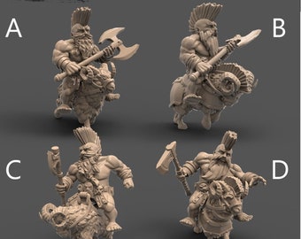 Dwarven Ram Riders Dwarves on Mount Dwarf Helmeted 28mm 32mm Miniatures ...