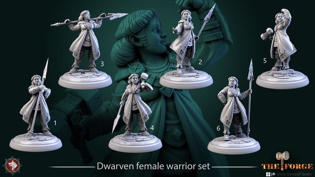 Dwarven Female Warrior Set | the Forge | Resin 3D Printed Miniature ...