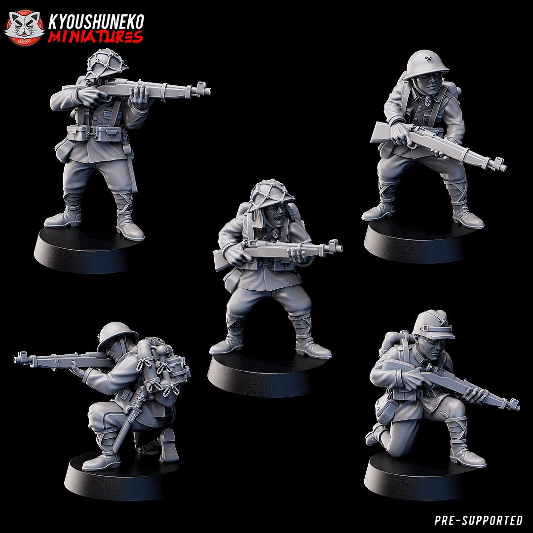 WW2 Japanese Riflemen Infantry Unit Resin 3D Printed Miniature ...
