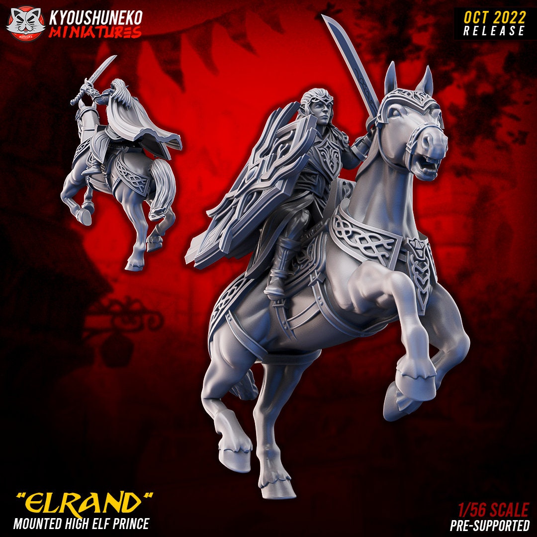 Mounted High Elf Prince Resin 3D Printed Miniatures Kyoushuneko Table ...